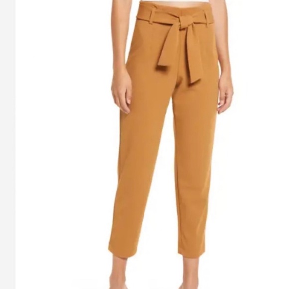 Leith | Pants & Jumpsuits | Leith Belted Tapered Pants Tan Dale Size ...